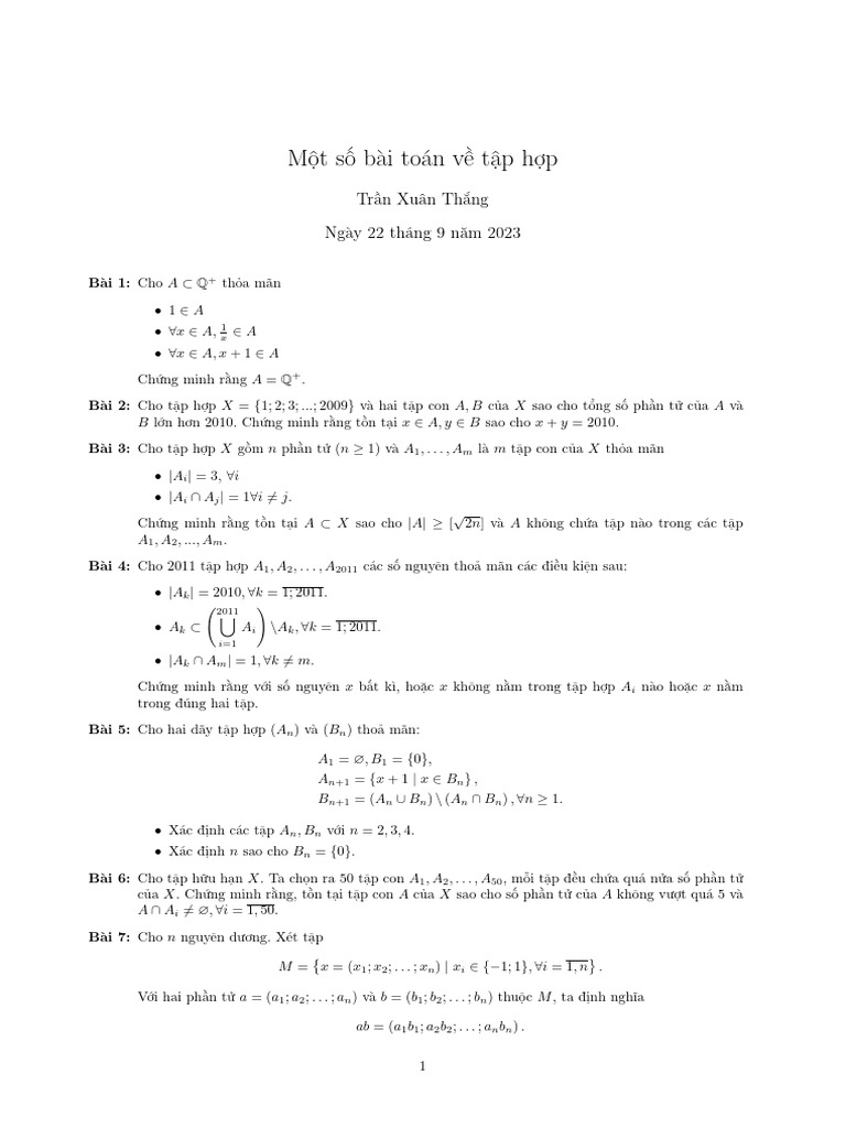 TH2. Một số bài toán tập hợp | PDF