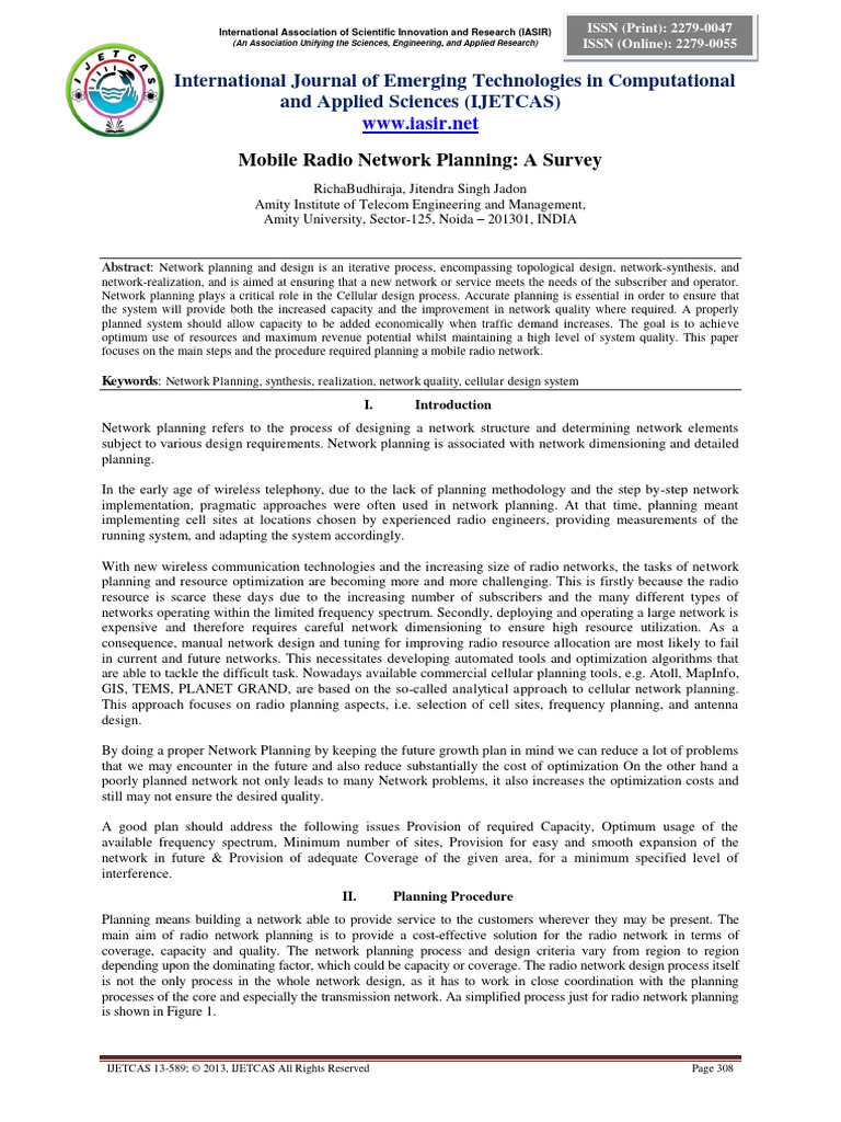 Mobile Radio Network Planning Survey | PDF | Radio | Cellular Network