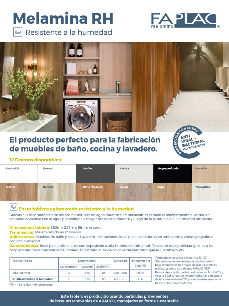 Tablero Faplac RH: Resistente a Humedad | PDF | Materiales