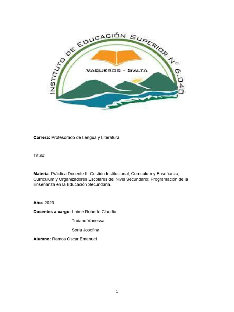 tp final Practica | Descargar gratis PDF | Enseñando | Maestros