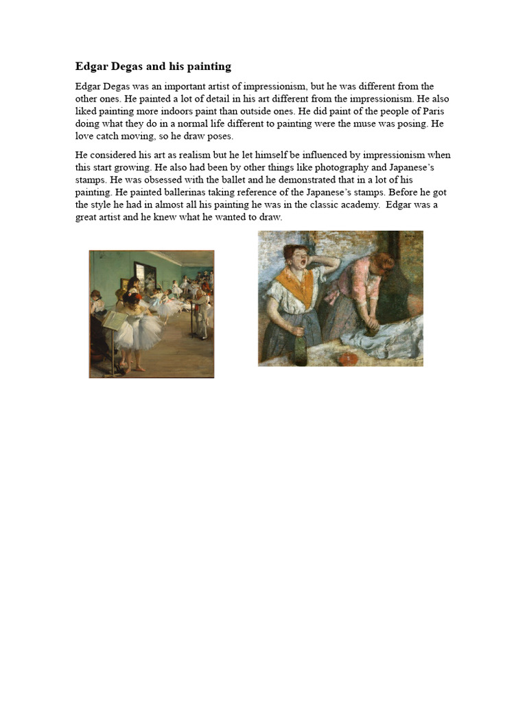 Edgar Degas and His Painting | PDF