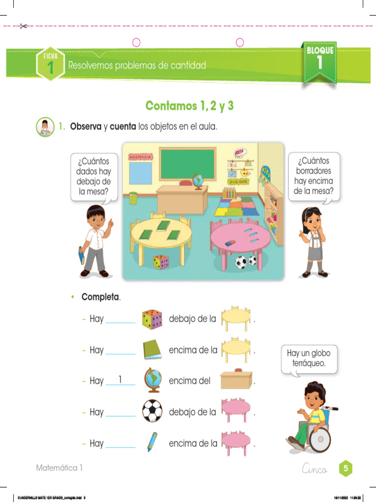 Cuadernillo de Matemática 1, Primer Grado de Primaria (1) | PDF