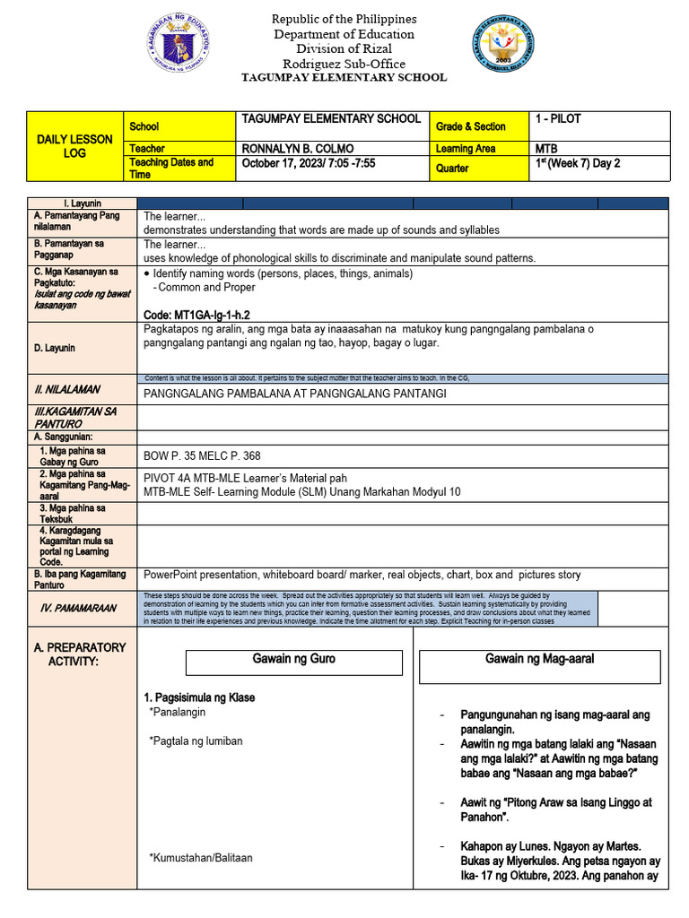 COT Q1 Week 7 DAY 2 WLP EDITED - MTB 1 Ronnalyn Colmo | PDF