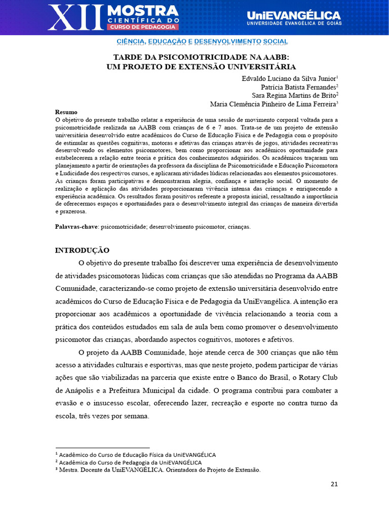 2339, 21 - 23 Tarde Da Psicomotricidade Na AABB | PDF | Pedagogia ...