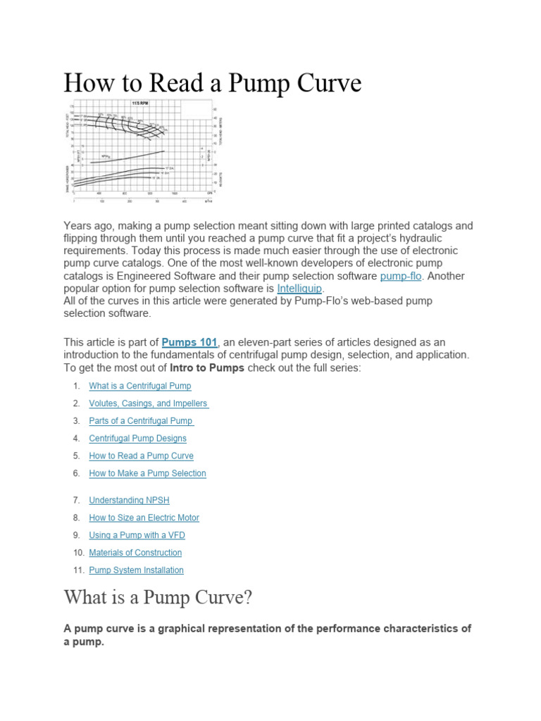 How To Read A Pump Curve | PDF | Pump | Chemical Engineering