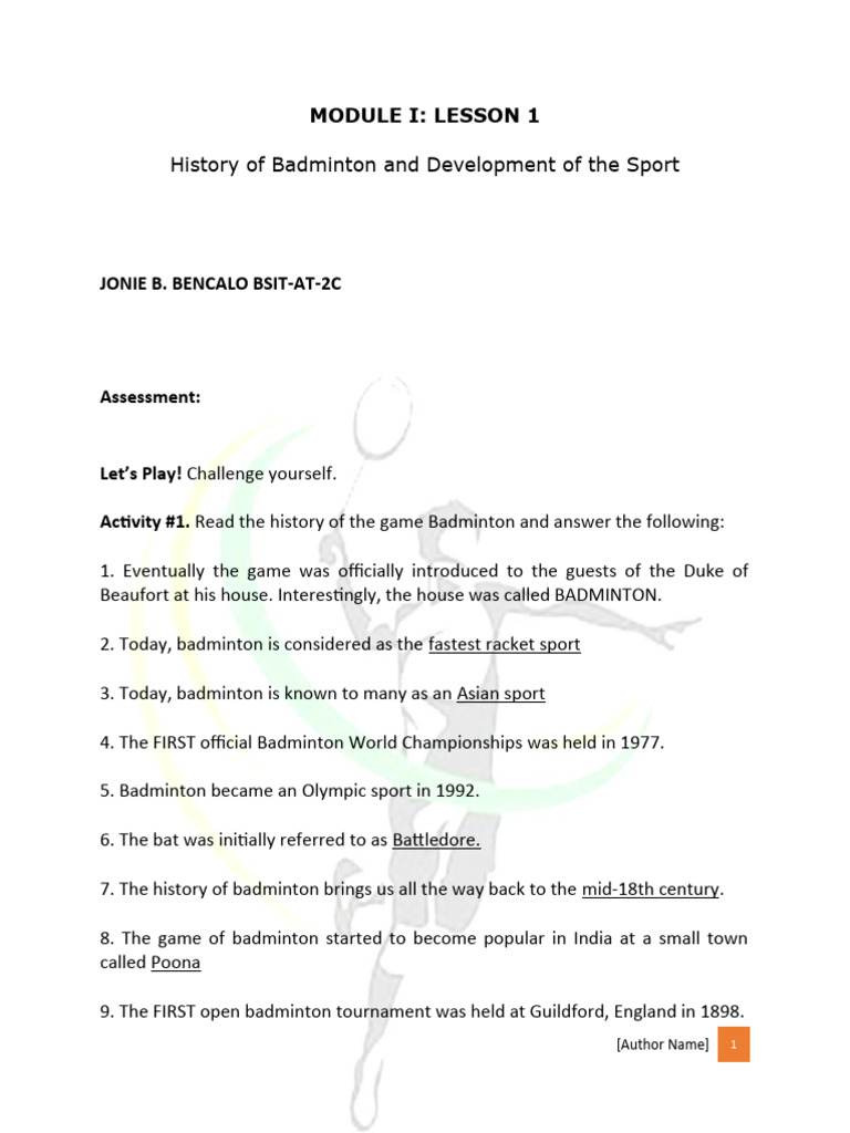 Path Fit 3 Module 1 Lesson 1 Individual Dual Sports 1 | PDF | Sports ...