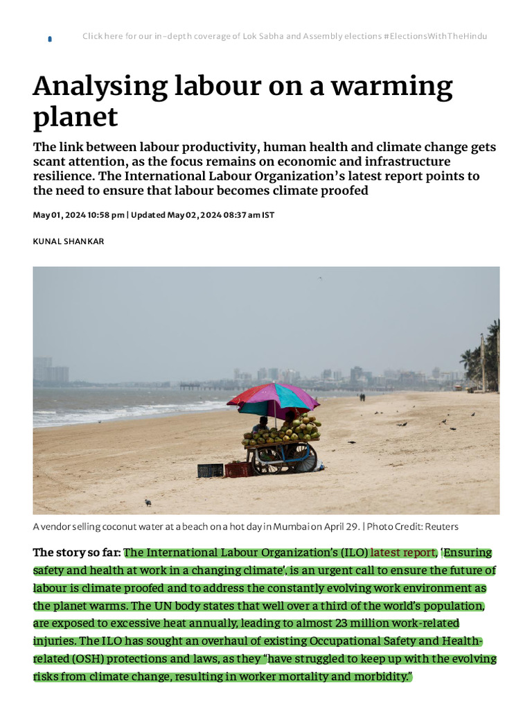 Analysing Labour On A Warming Planet - The Hindu | PDF | Occupational ...