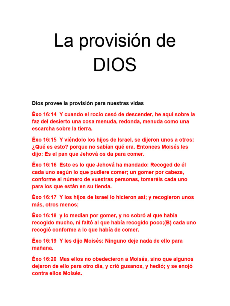La provisión de DIOS | Descargar gratis PDF | Cristo (título) | Oración