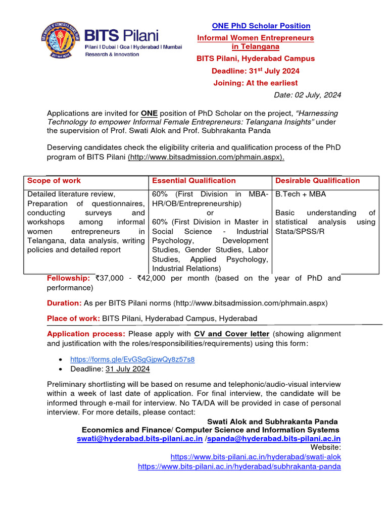 PhD Advertisement Template | PDF | Doctor Of Philosophy | Entrepreneurship