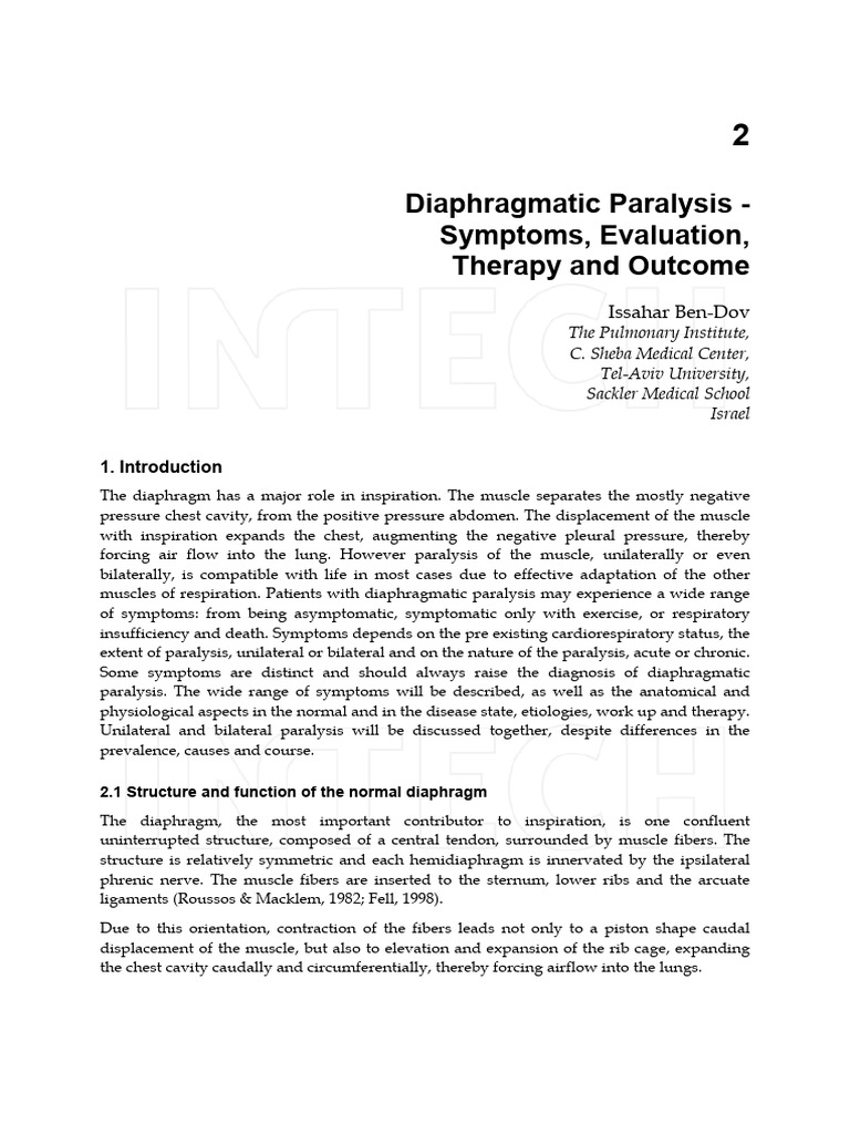 diaphragmatic paralysis | PDF | Medical Specialties | Diseases And ...