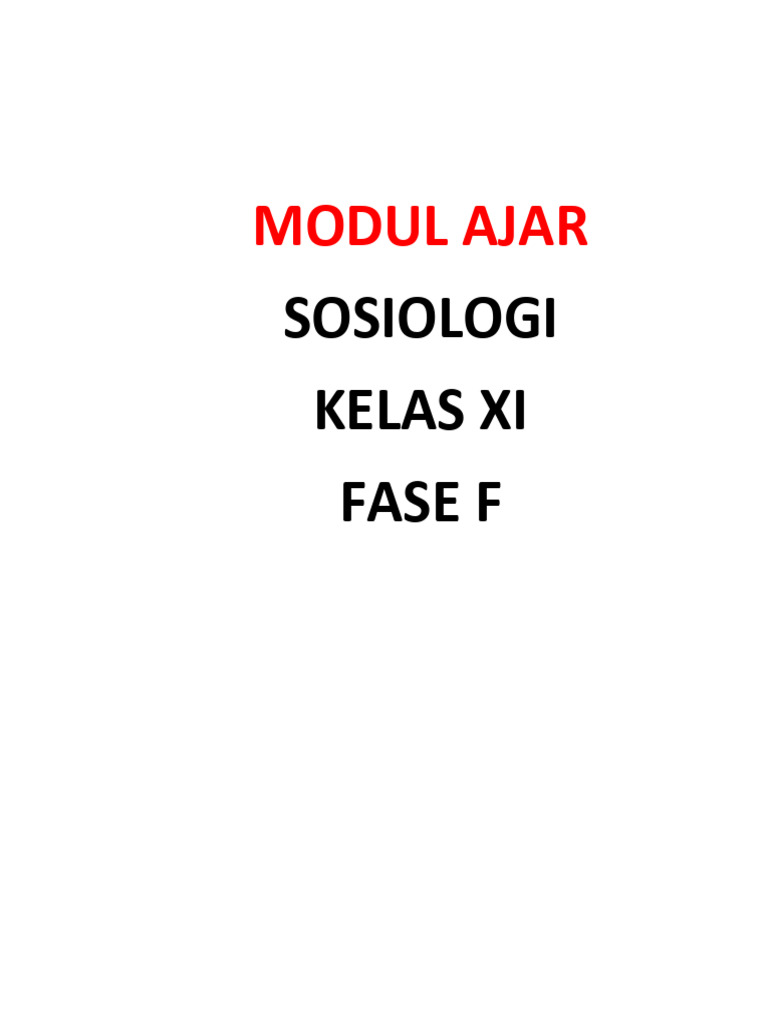 Modul Ajar Sosiologi Fase F | PDF