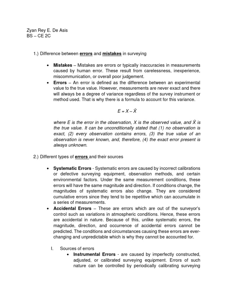 Assignment 2 Errors and Mistakes | PDF | Observational Error | Accuracy And Precision