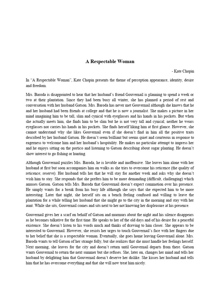 A Respectable Woman | PDF