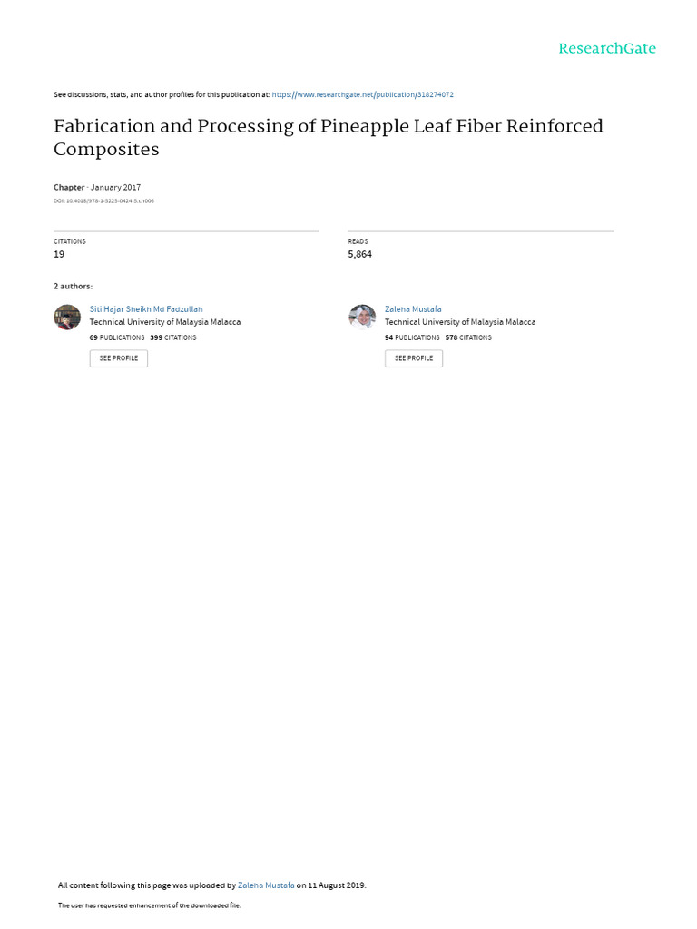 Fabrication and Processing of Pineapple Leaf Fiber Reinforced ...