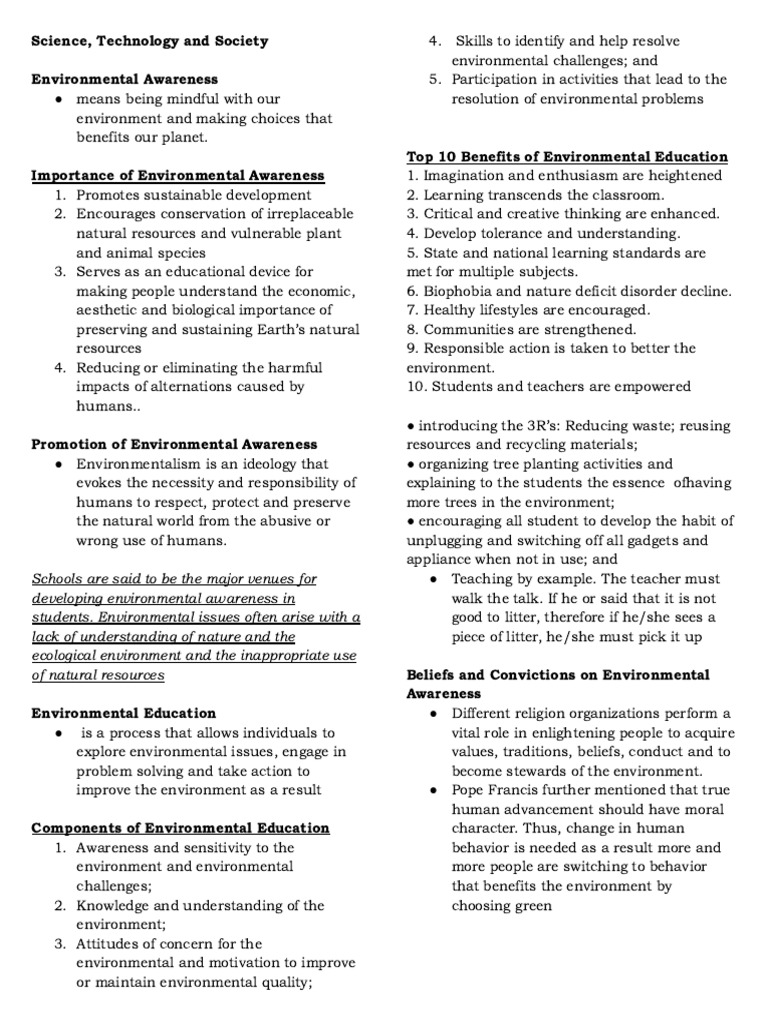 STS - Environmental Awareness 1 | PDF | Environmentalism | Resource