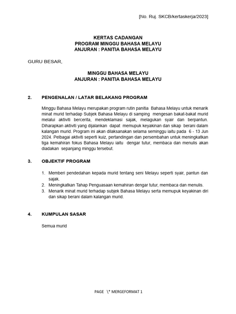 Kertas Keeja Minggu BM | PDF