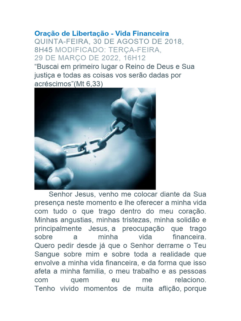 Oração de Libertação | PDF | Jesus | O Reino de Deus