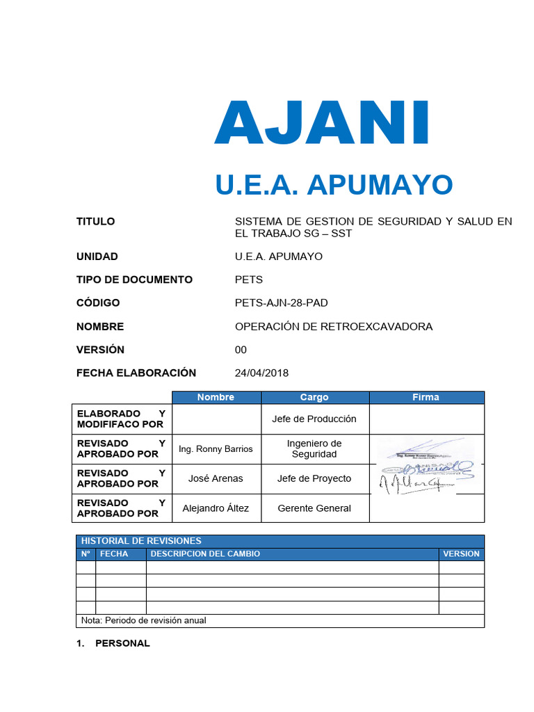 PETS-AJN-28-PAD Operación de Retroexcavadora | PDF