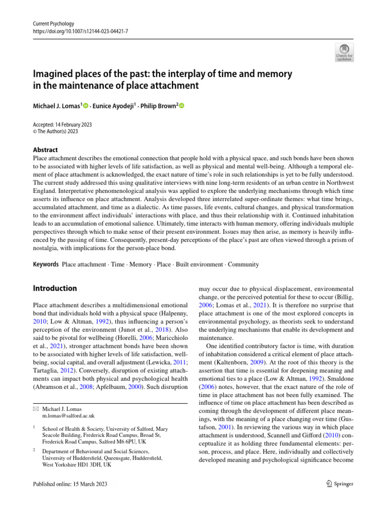 Imagined Places of The Past: The Interplay of Time and Memory in The ...