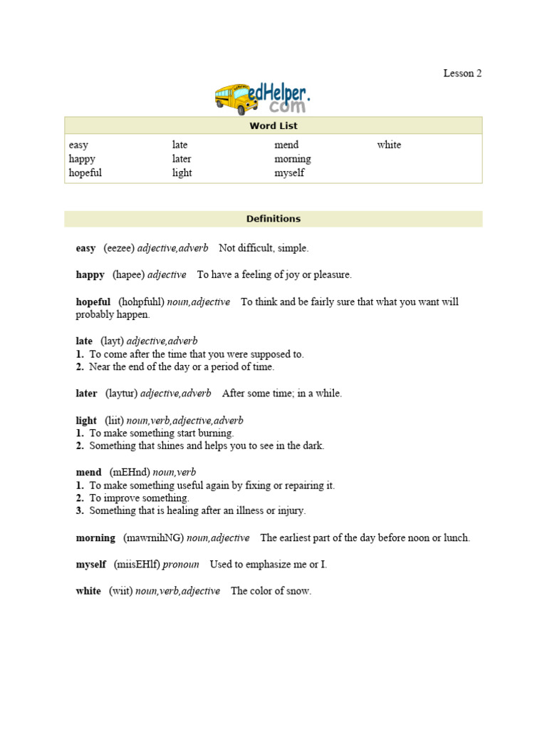 Lesson 2 | PDF | Language Arts & Discipline