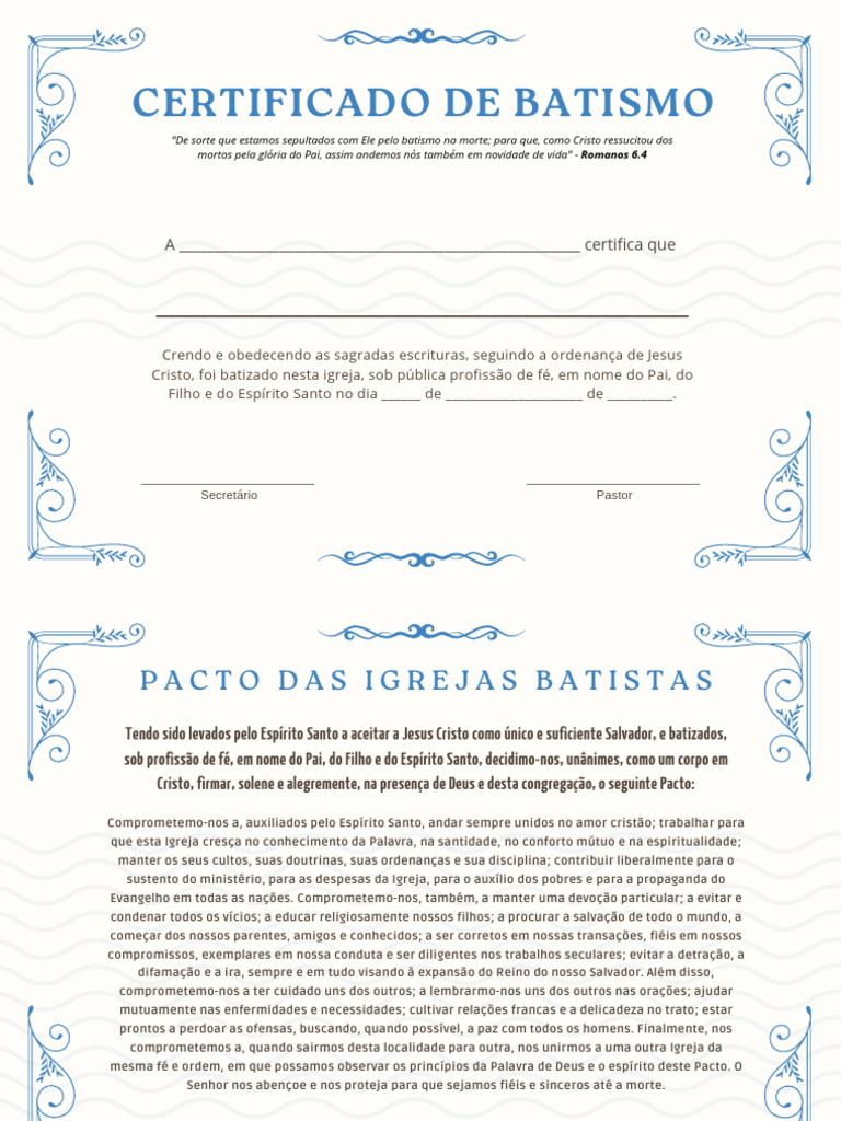Certificado de Batismo - RGB Cópia | PDF | Igreja católica | Batismo