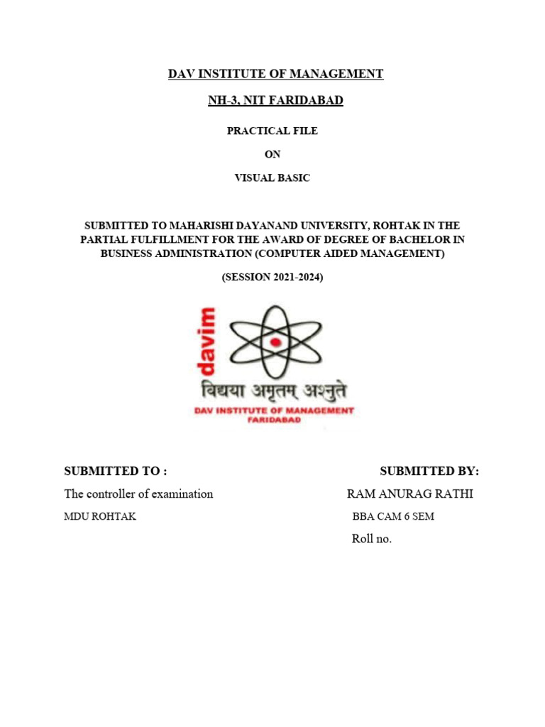 Front Page of Visual Basic | PDF