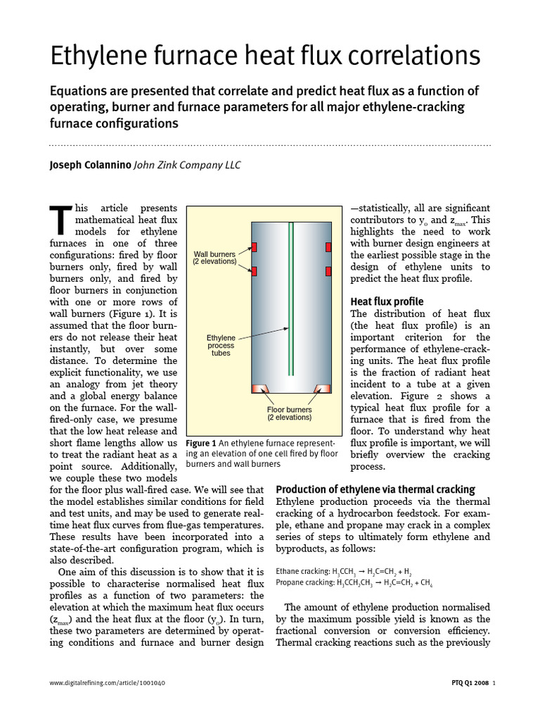 Ethylene Furnace Heat Flux Correlations | PDF | Cracking (Chemistry) | Heat