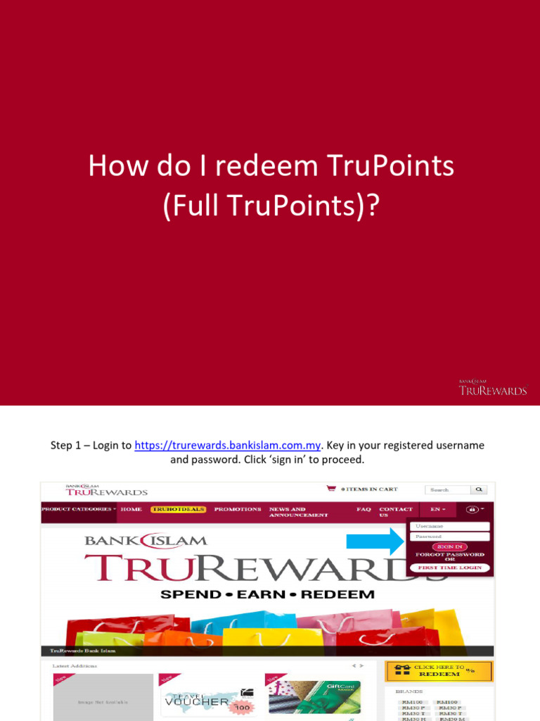 Steps To Redeem TruPoints Full TruPoints | PDF | Finance & Money Management