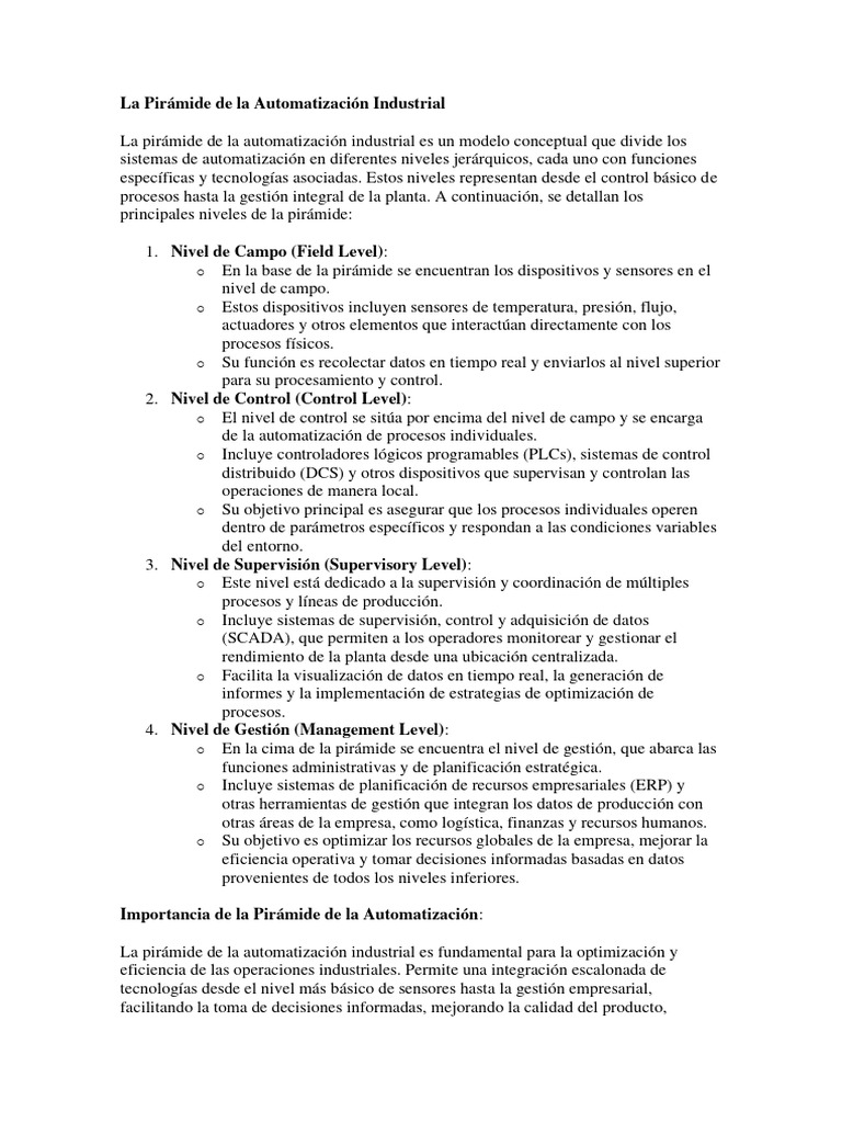 La Pirámide de la Automatización Industrial | Descargar gratis PDF ...