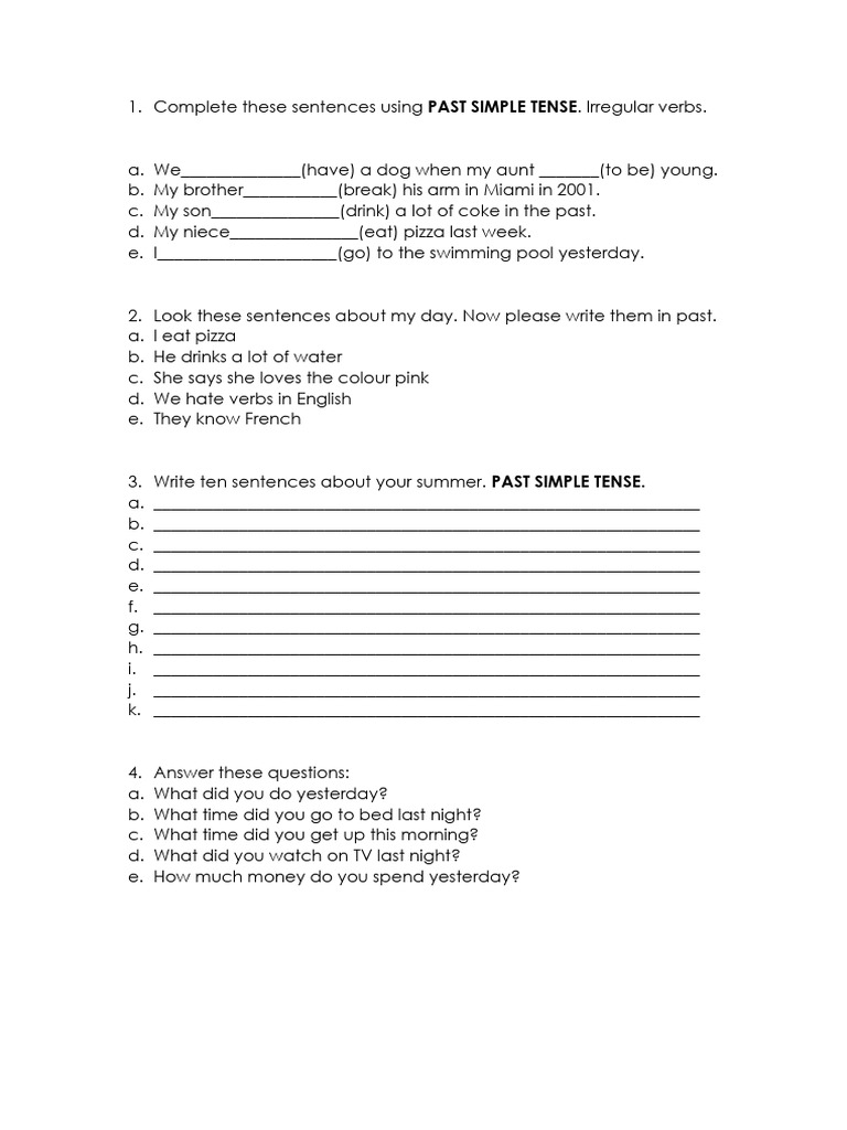 Unit 2 Past Simple Tense | PDF | Language Mechanics | Languages