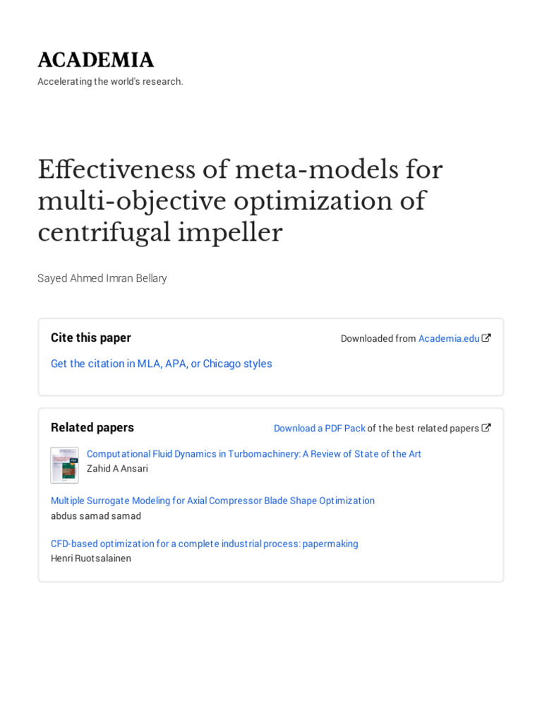 Effectiveness of Meta-Models For Multi Objective Optimization of ...