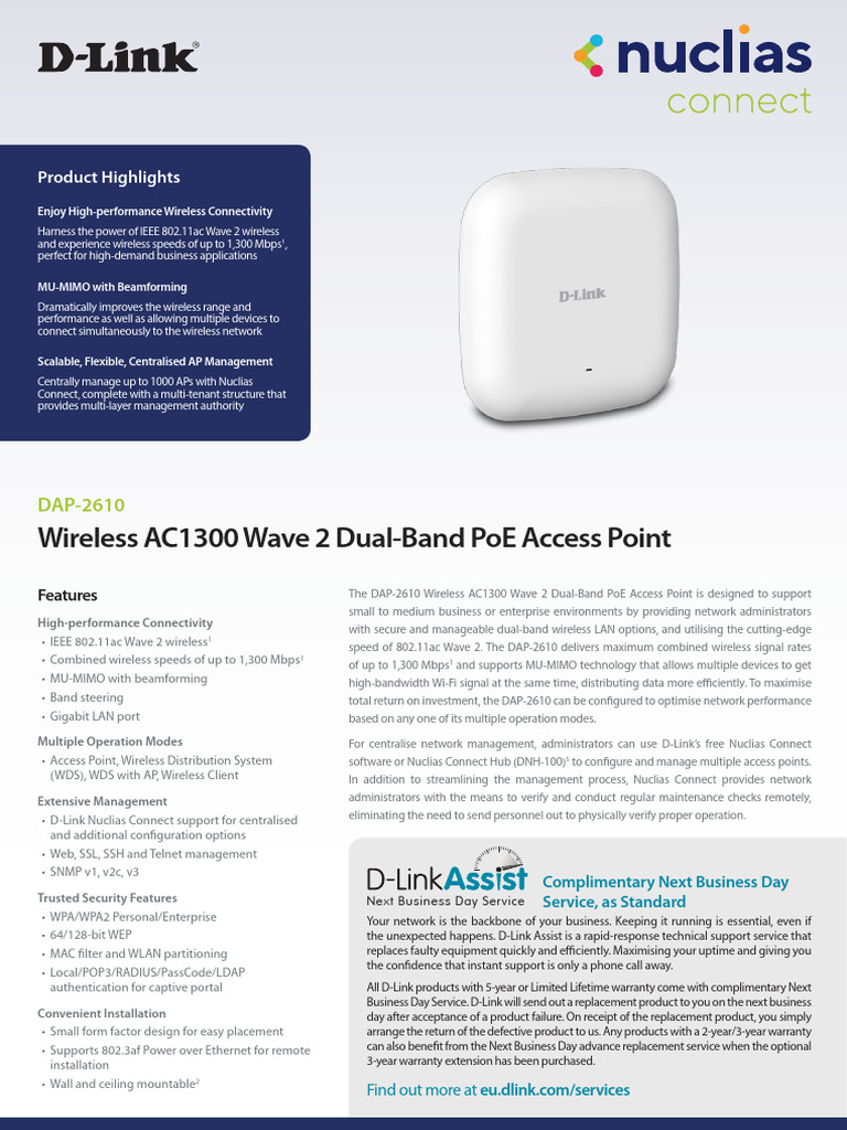 DAP 2610 NC Datasheet EN EU | PDF | Ieee 802.11 | Wireless Access Point
