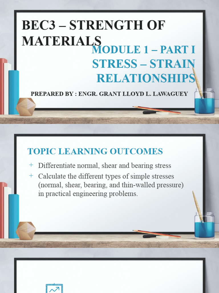 Module 1 - Part I Stresses and Strain | PDF | Stress (Mechanics) | Physical Quantities