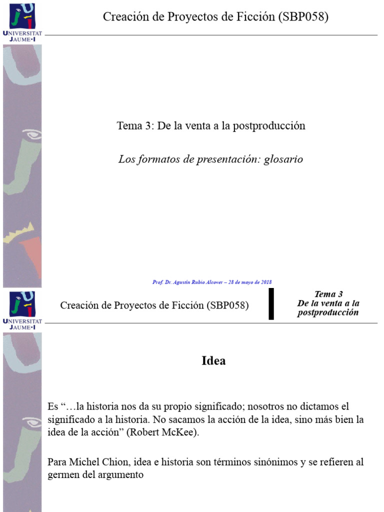 Los formatos de presentación. Glosario (Máster) | PDF