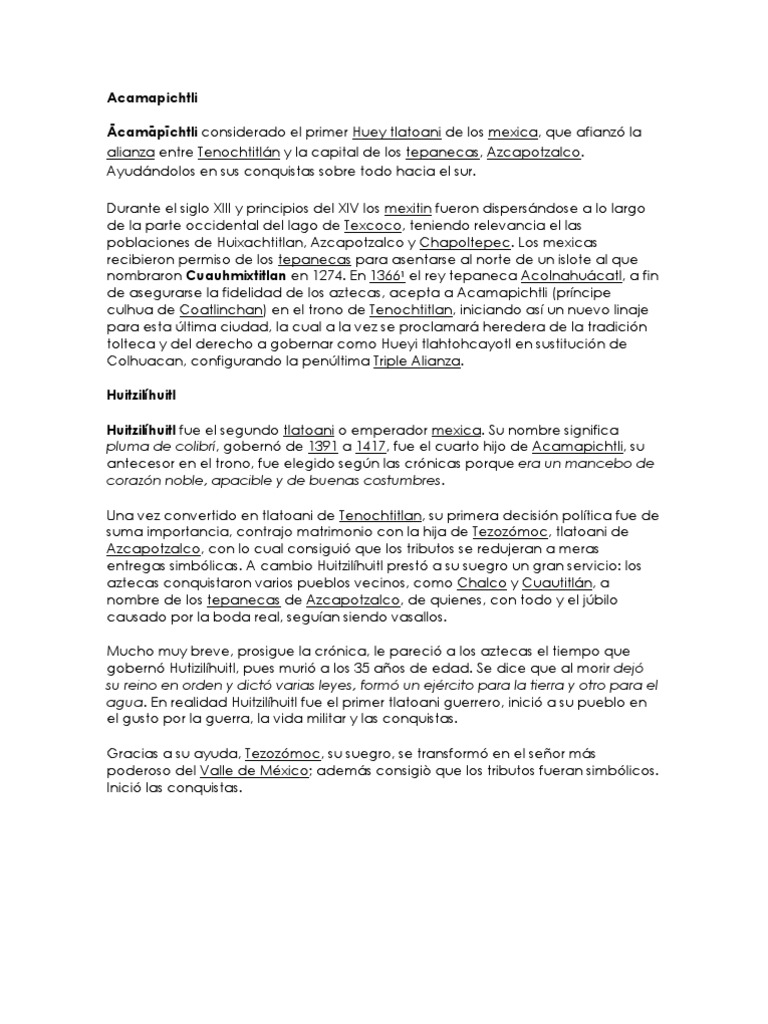 Acamapichtli | PDF | azteca