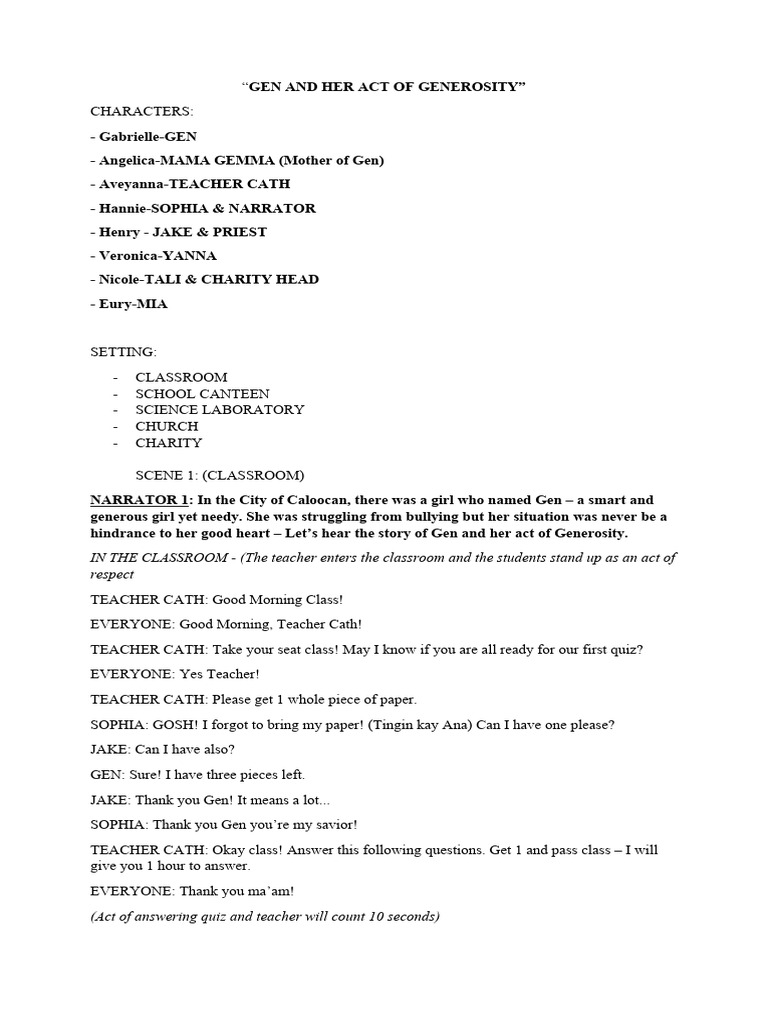 Gen and Her Act of Generosity | PDF