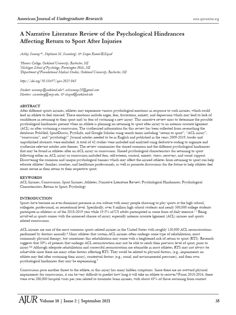 A Narrative Literature Review of The Psychological Hindrances Affecting ...
