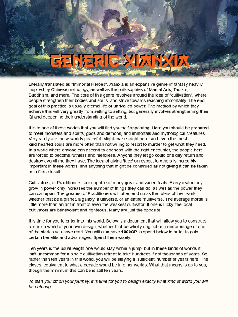 Xianxia World-Building Guide | PDF | Universe | Infinity