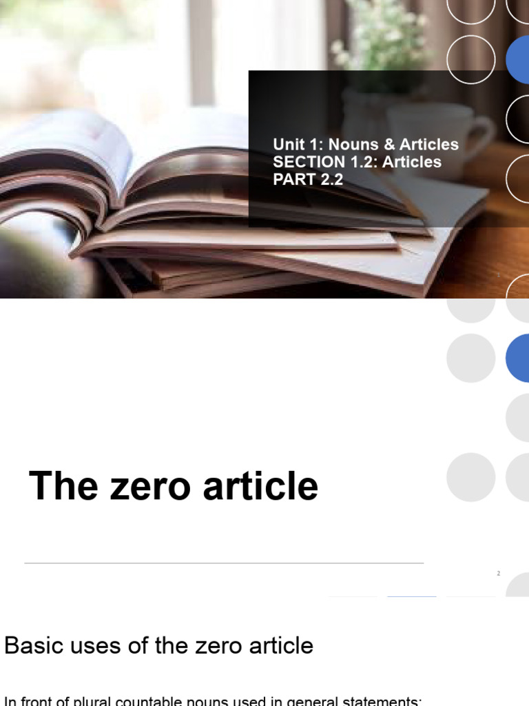 Understanding the Zero Article Usage | PDF | Noun | Meal