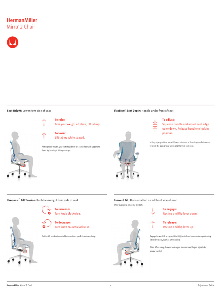 Mirra 2 Chairs Adjustment Guide | PDF | Chair