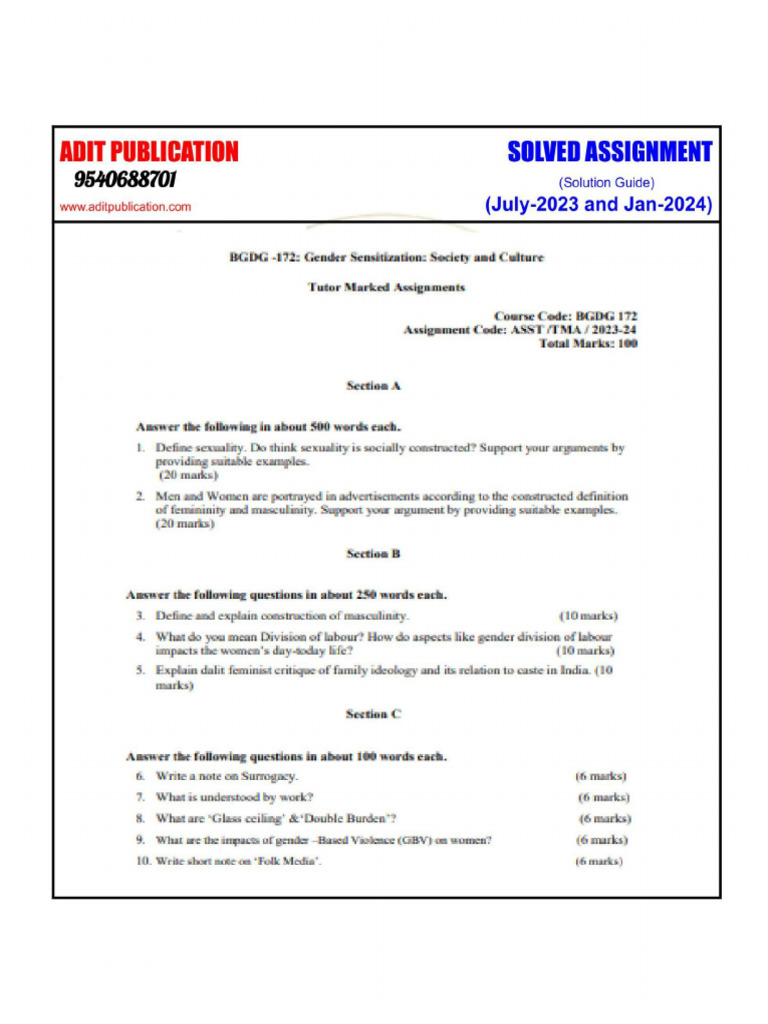 BGDG 172 EM 23-24 @assignment - Solved - IGNOU | PDF