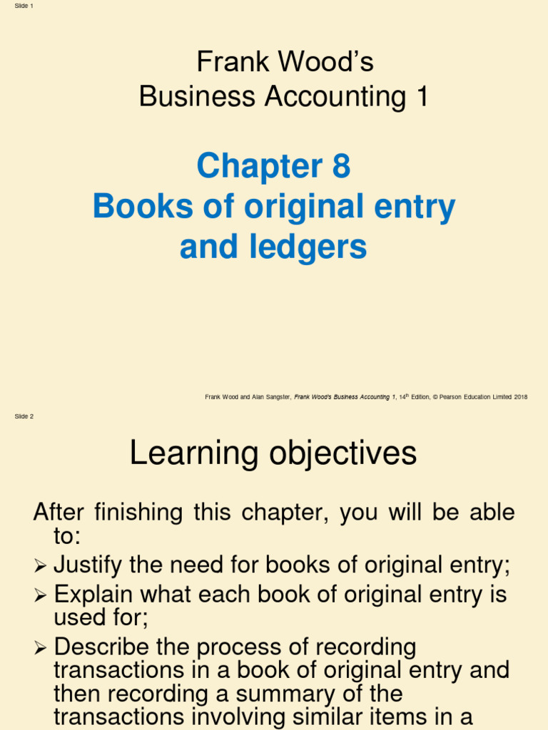 Chap08 - Books of Original Entry & Ledgers | PDF | Expense | Debits And Credits
