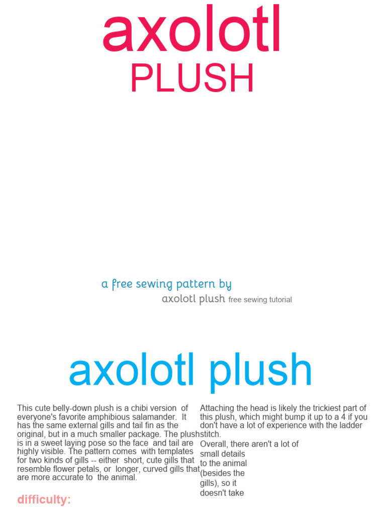 Axolotl-Plush-Sewing-Pattern (2) 4 | PDF | Sewing | Seam (Sewing)
