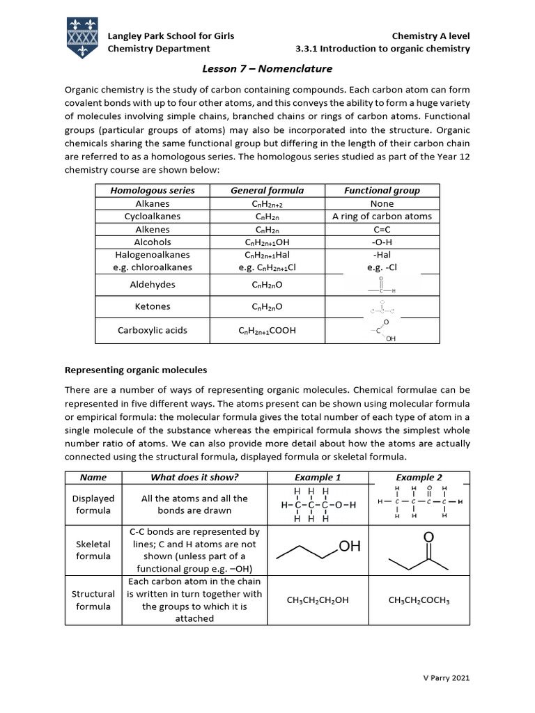 Organic Chemistry Basics for A-Level | PDF | Functional Group | Organic ...