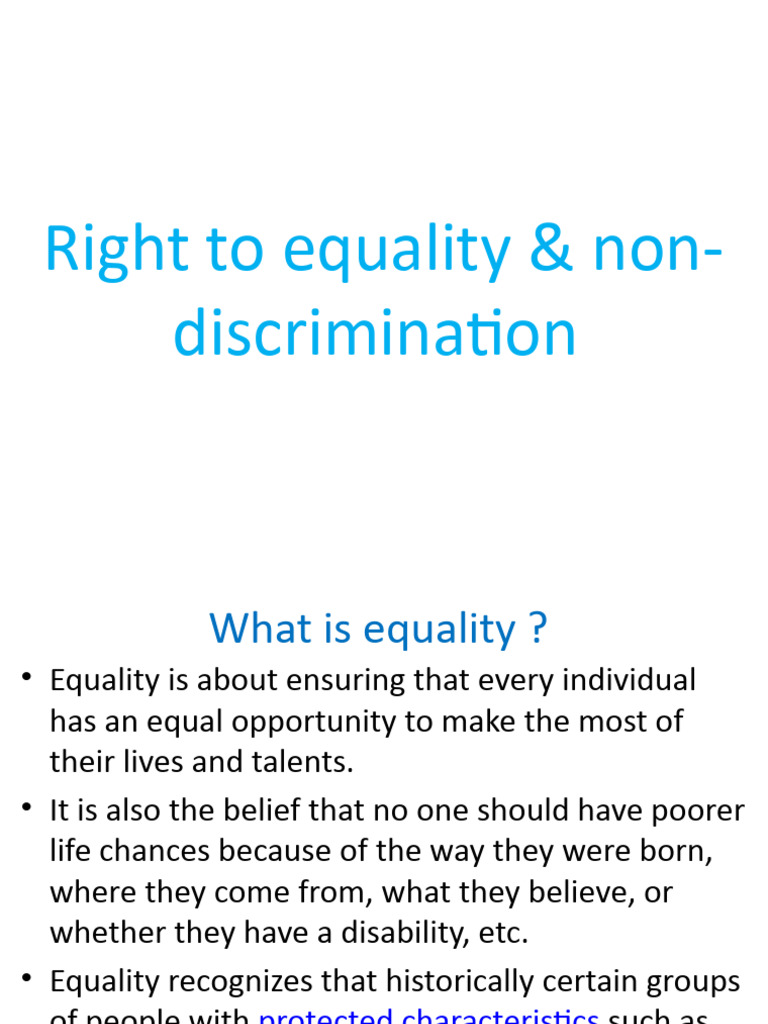 Unit 4.1. Right To Equality and Non-Dis-1 | PDF | Convention On The ...