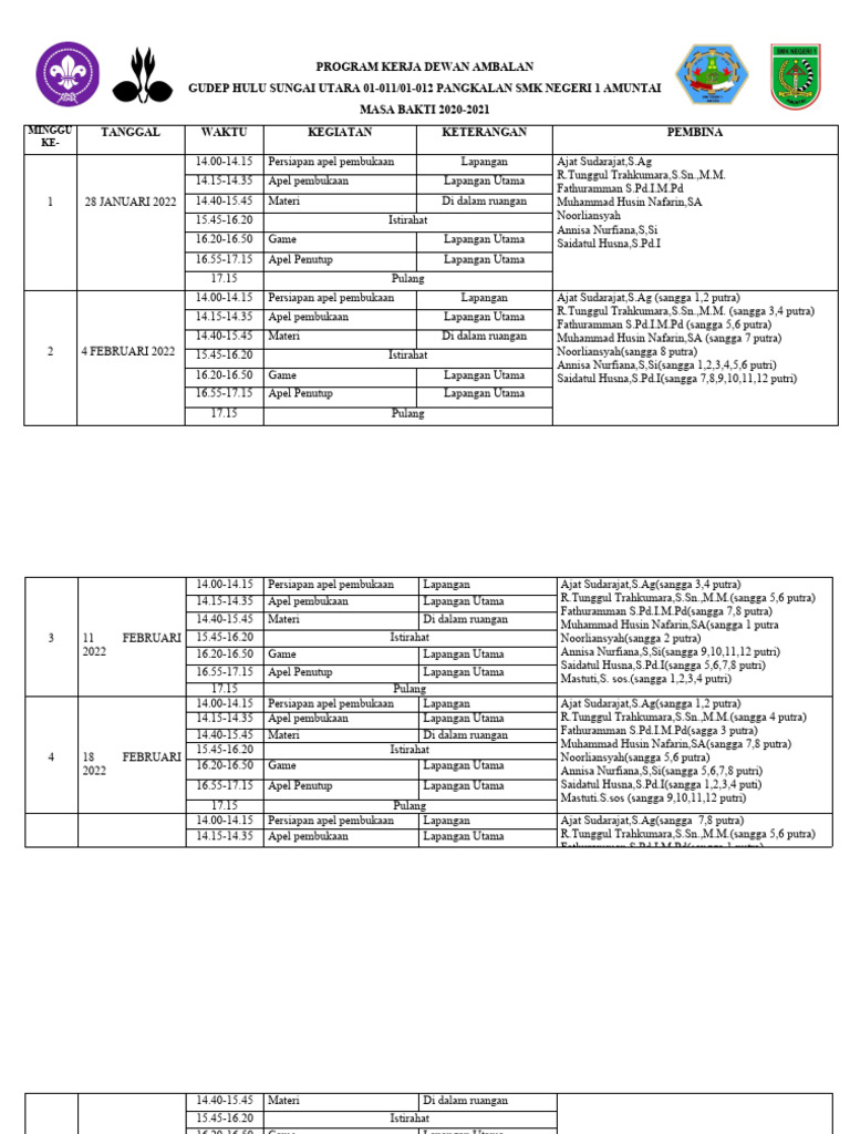 Program Kerja Dewan Ambalan | PDF