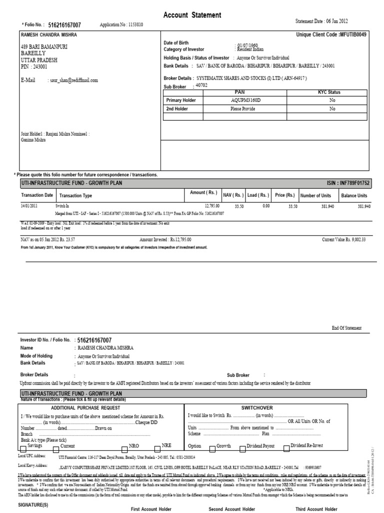 Unique Client Code:MFUTIB0049: Statement Date: 06 Jan 2012 | PDF ...