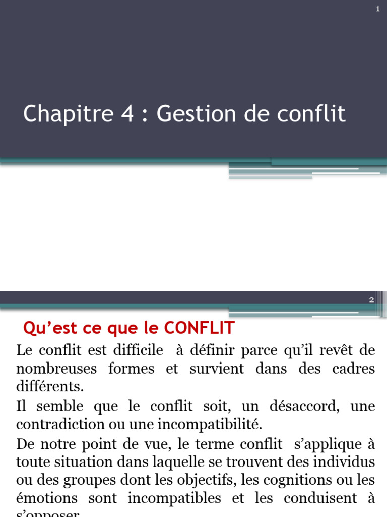 Section1 Definitions Et Types de Conflit | PDF | Émotions | Psychologie