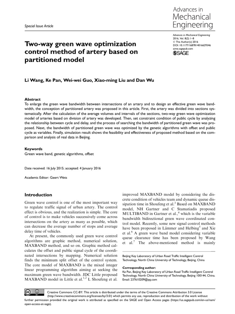 Two-Way Green Wave Optimization Model | PDF | Mathematical Optimization