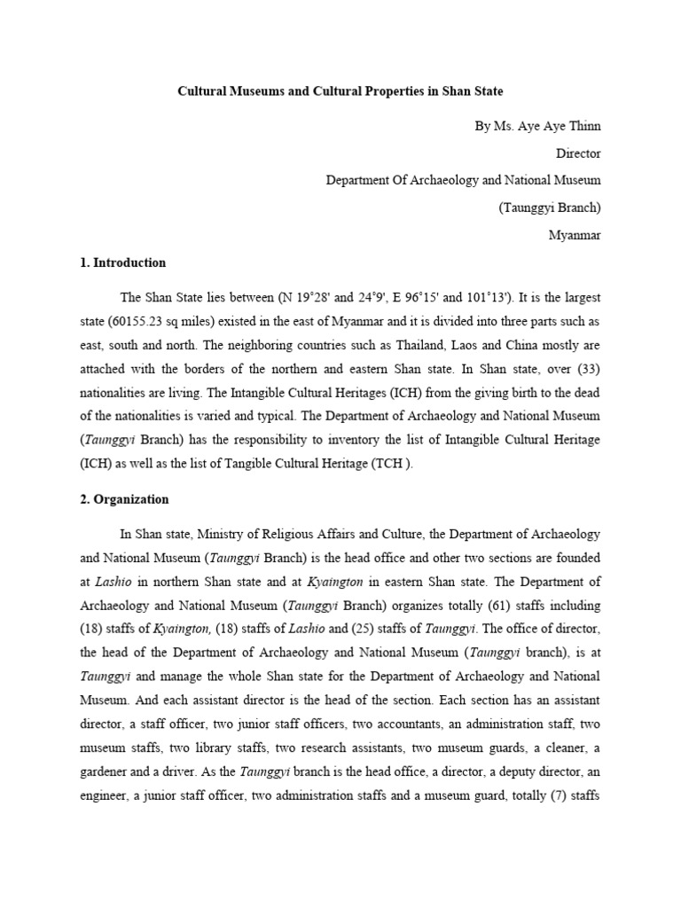 Shan State Cultural Museum and Its Cultural Properties | PDF | Museum ...